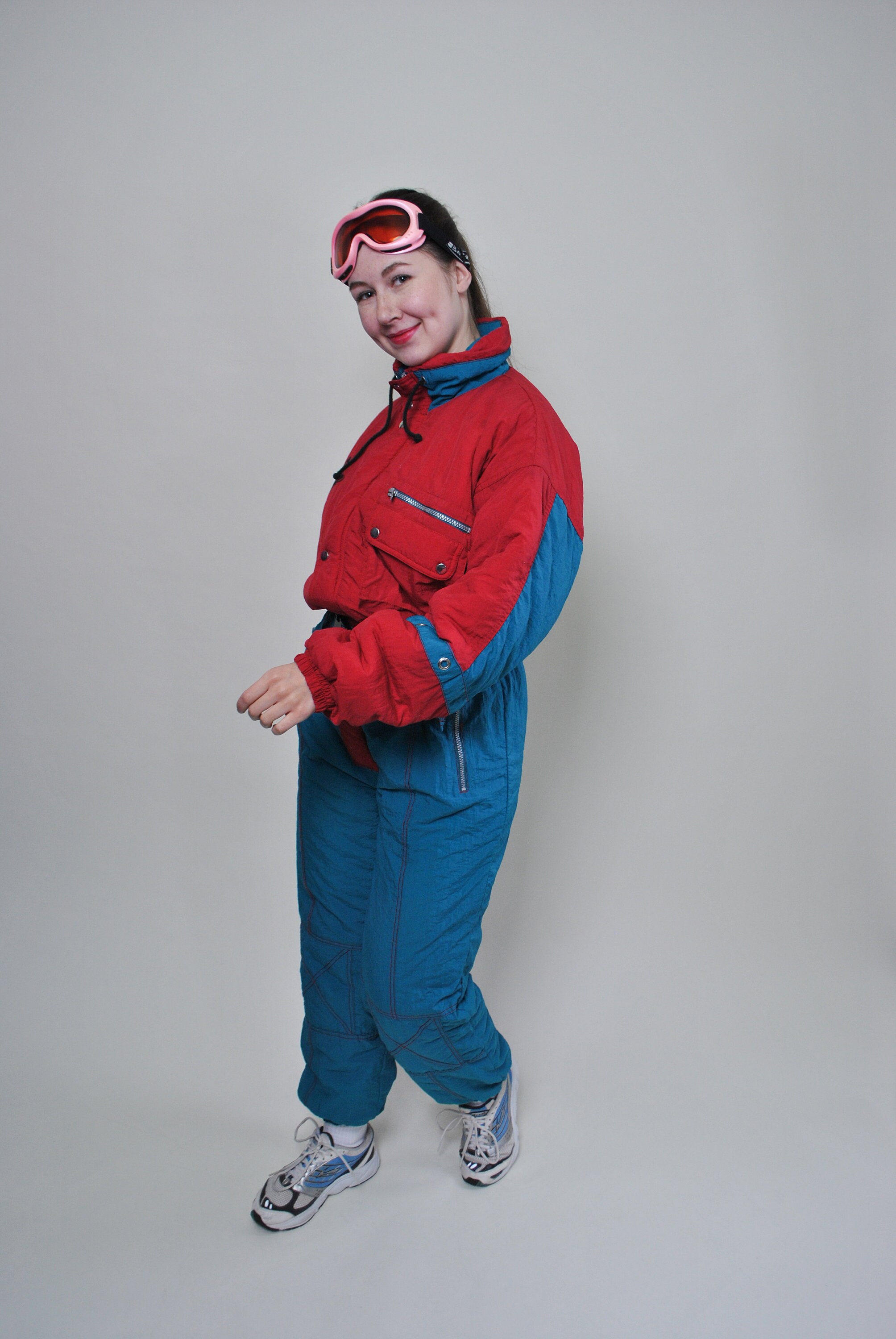 80s One Piece Ski Suit, Retro Snowsuit Multicolor Funky Winter Overall ...