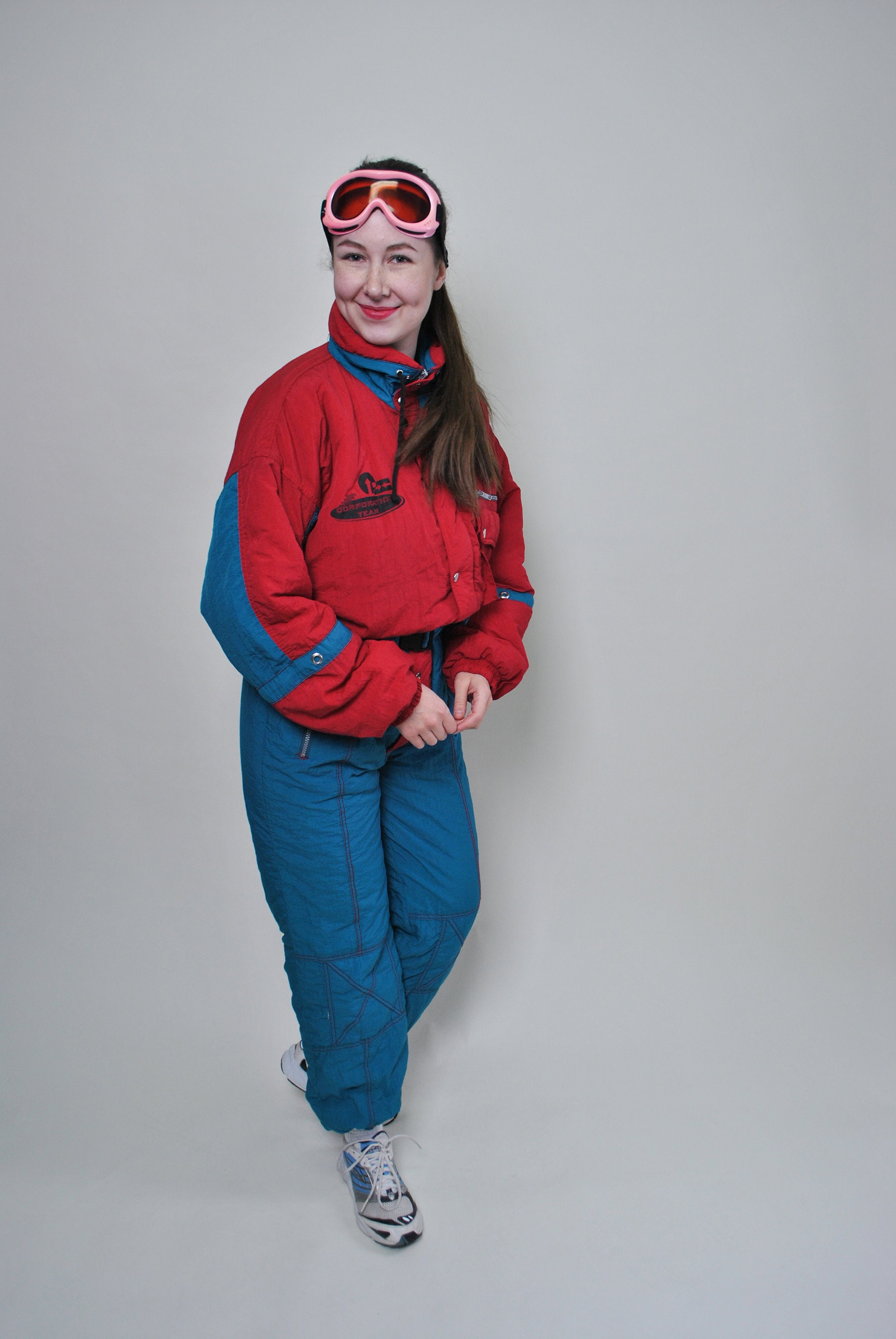 80s One Piece Ski Suit, Retro Snowsuit Multicolor Funky Winter Overall ...