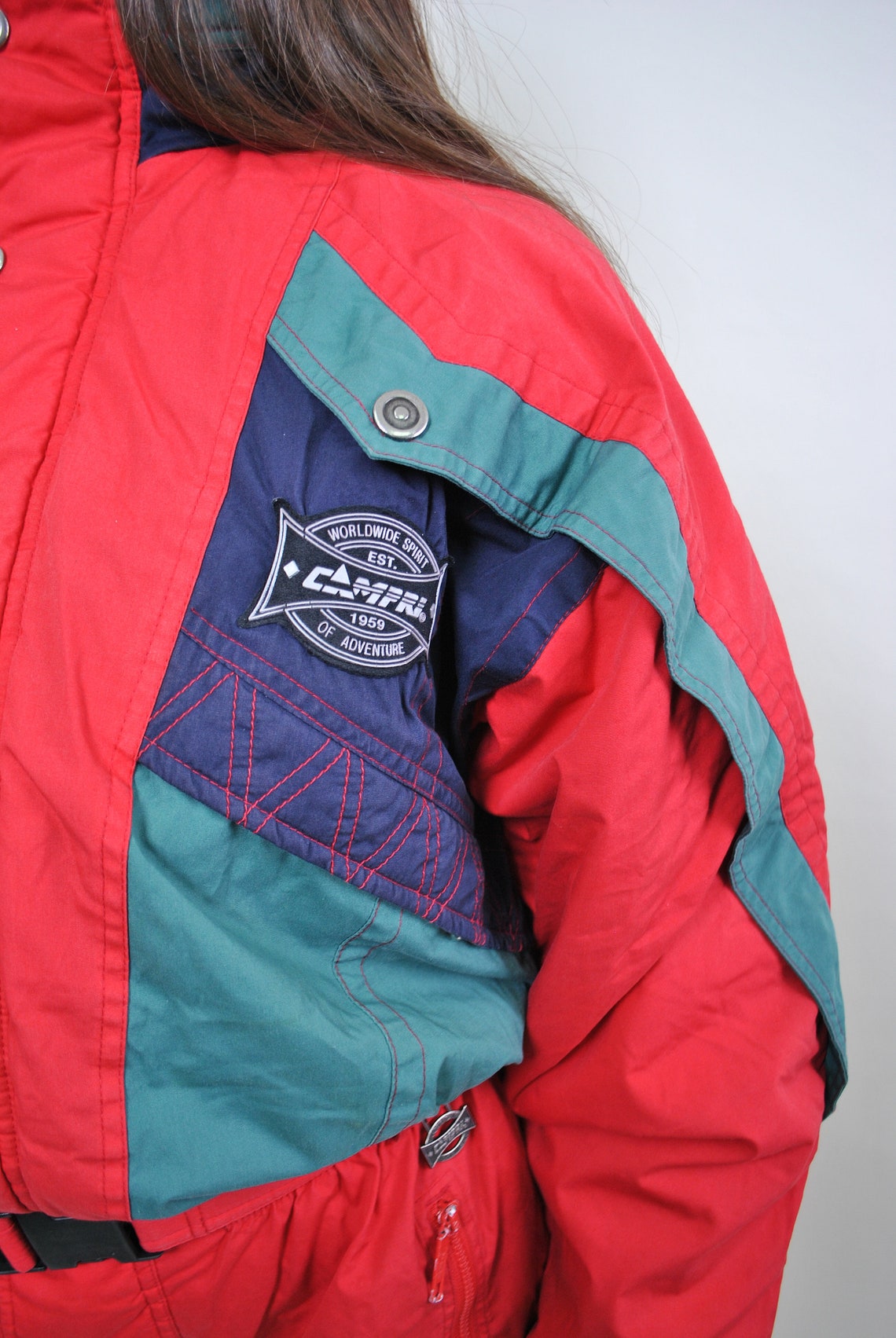 One Piece Red Ski Suit Retro Snowsuit LARGE Size 80s Winter - Etsy