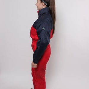 One Piece Ski Suit, 90s Red Snow Suit, Multicolor Ski Jumpsuit, Size S ...