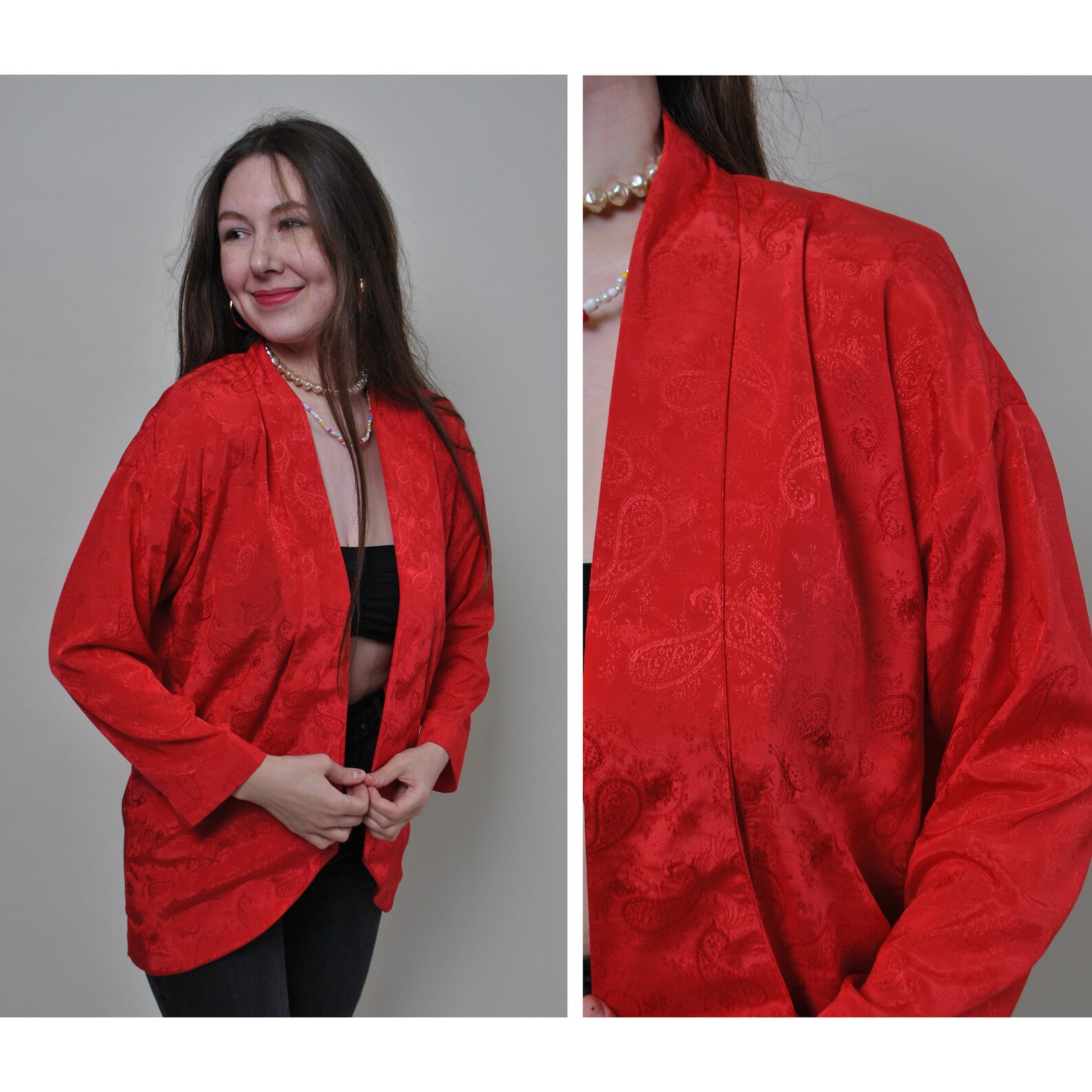 Paisley Secretary Blouse 90s Designer Shirt LARGE Size Light - Etsy