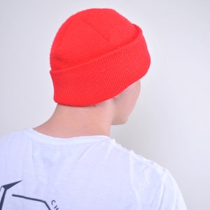 Bright Red Winter Beanie Hat With DK Print - Etsy