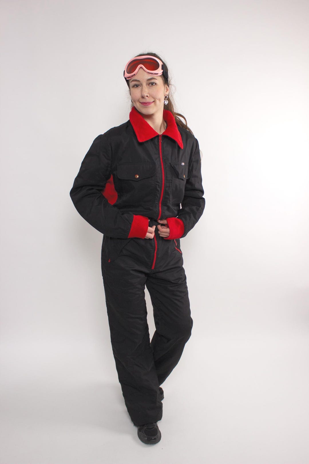 Vintage Vdev Ski Suit, Black Red One Piece Snowsuit, 90s French ...