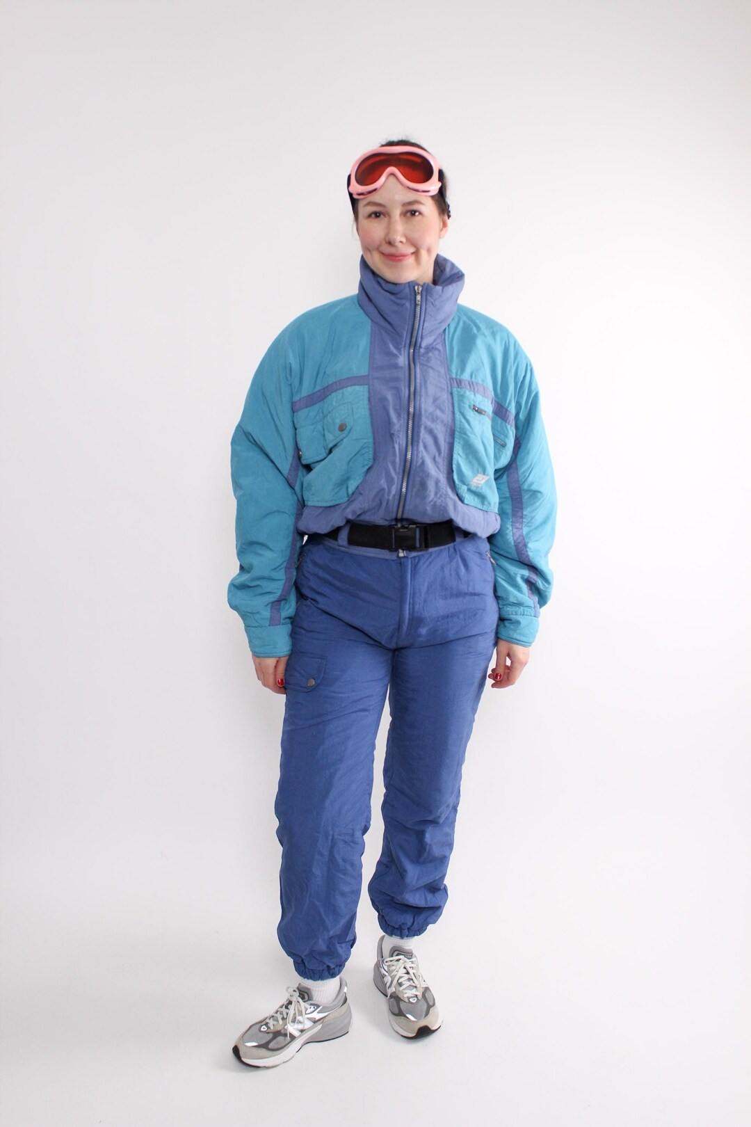 80s One Piece Ski Suit, Vintage Snowsuit in Blue Colour, Woman Winter ...