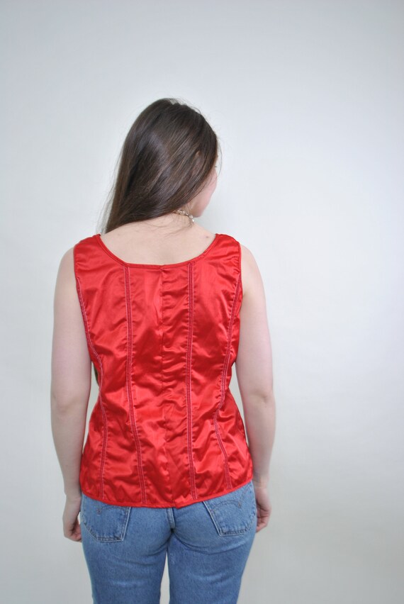 y2k shiny red top, hot tank LARGE size stretchy summe… - Gem