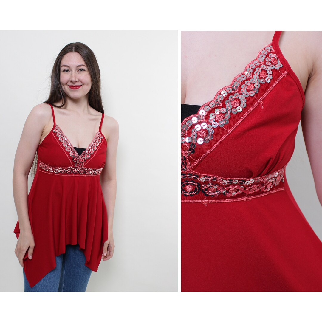 Vintage 90s Rhinestones Top, Deep V Tank Top, Sexy Dance Top, Size M - Etsy
