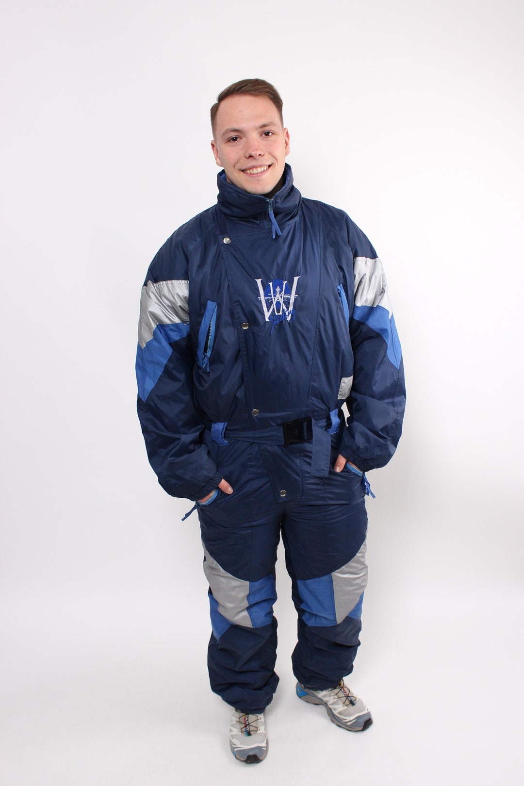 90s One Piece Ski Suit, Vintage Men Snowsuit, Retro Ski Jumpsuit, Size ...