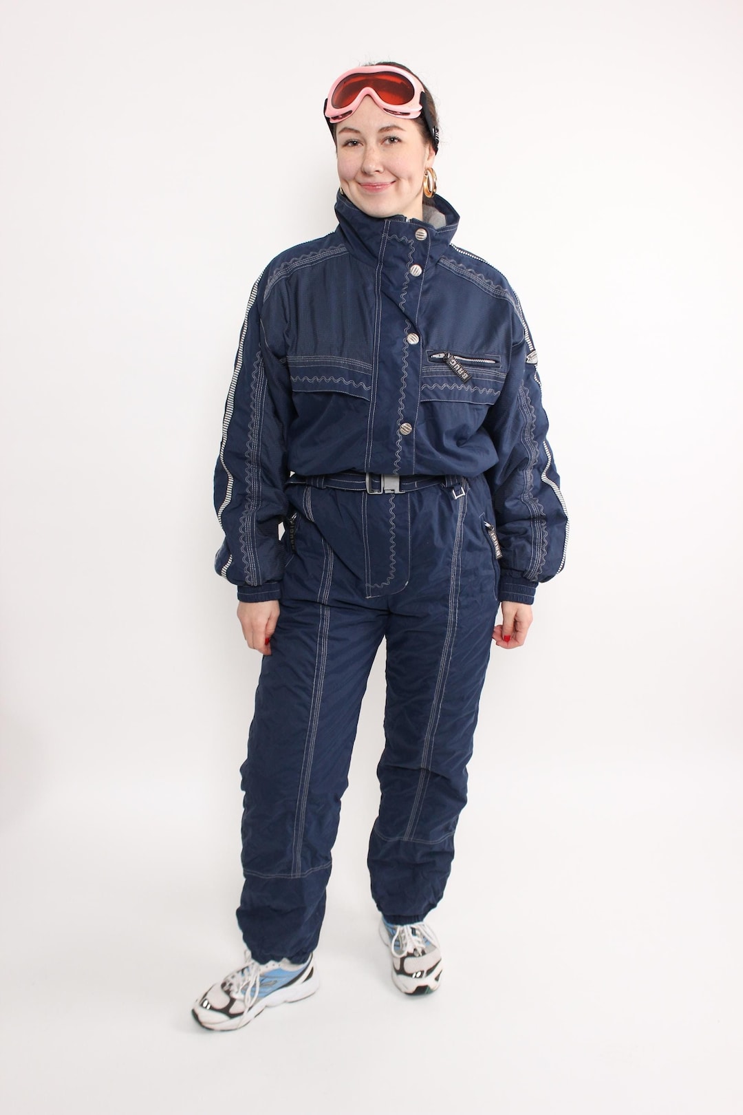 Retro One Piece Ski Suit, Vintage 90s Blue Snowsuit, Women Winter ...