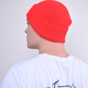 Bright Red Winter Beanie Hat With DK Print - Etsy