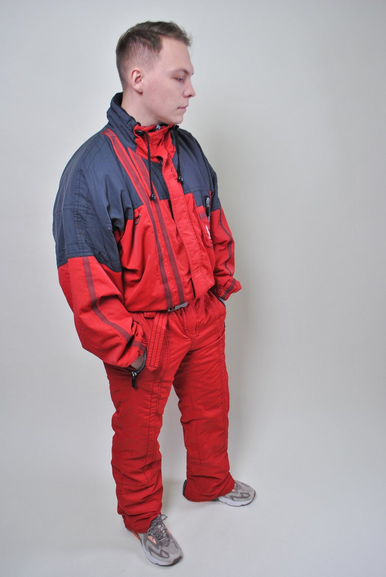 Red One Piece Ski Suit Men Retro Full Snow Suit for Him Size - Etsy