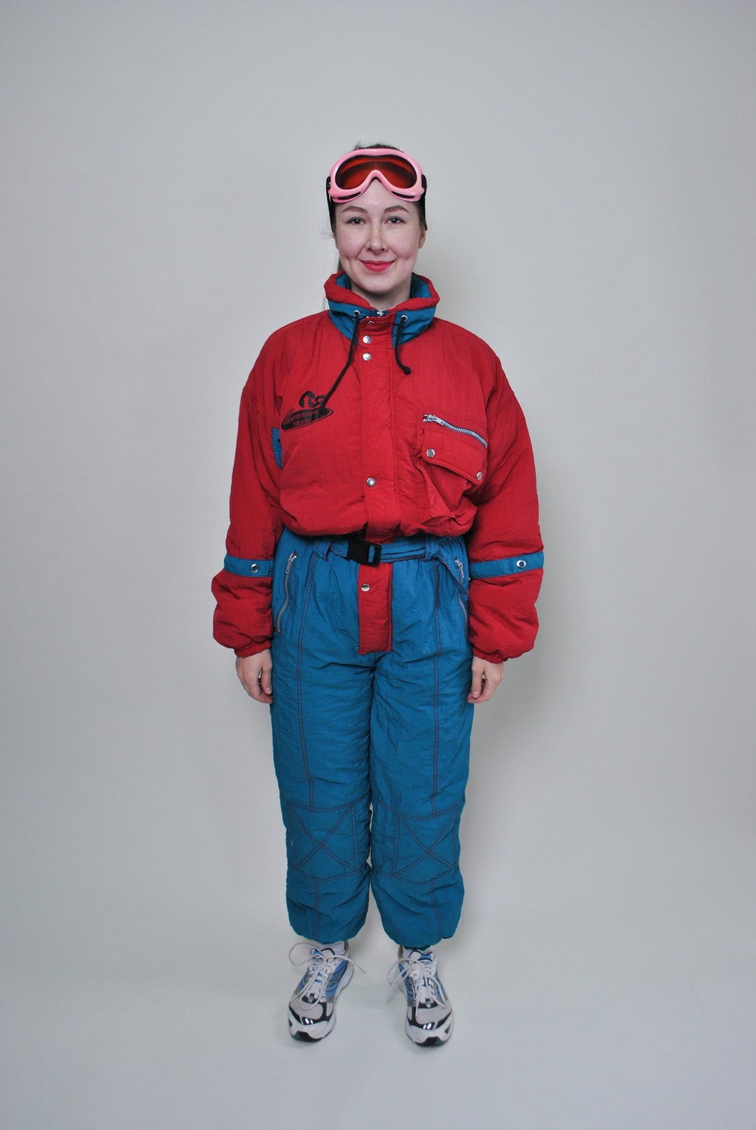 80s One Piece Ski Suit, Retro Snowsuit Multicolor Funky Winter Overall ...