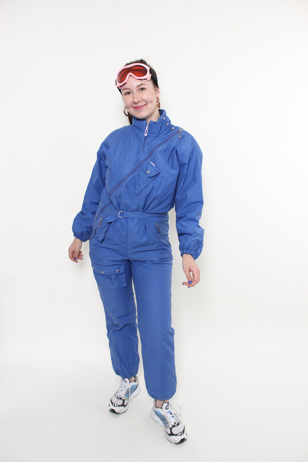 80s One Piece Ski Suit, Vintage Blue Snowsuit, Women Ski Jumpsuit, Size M - Etsy