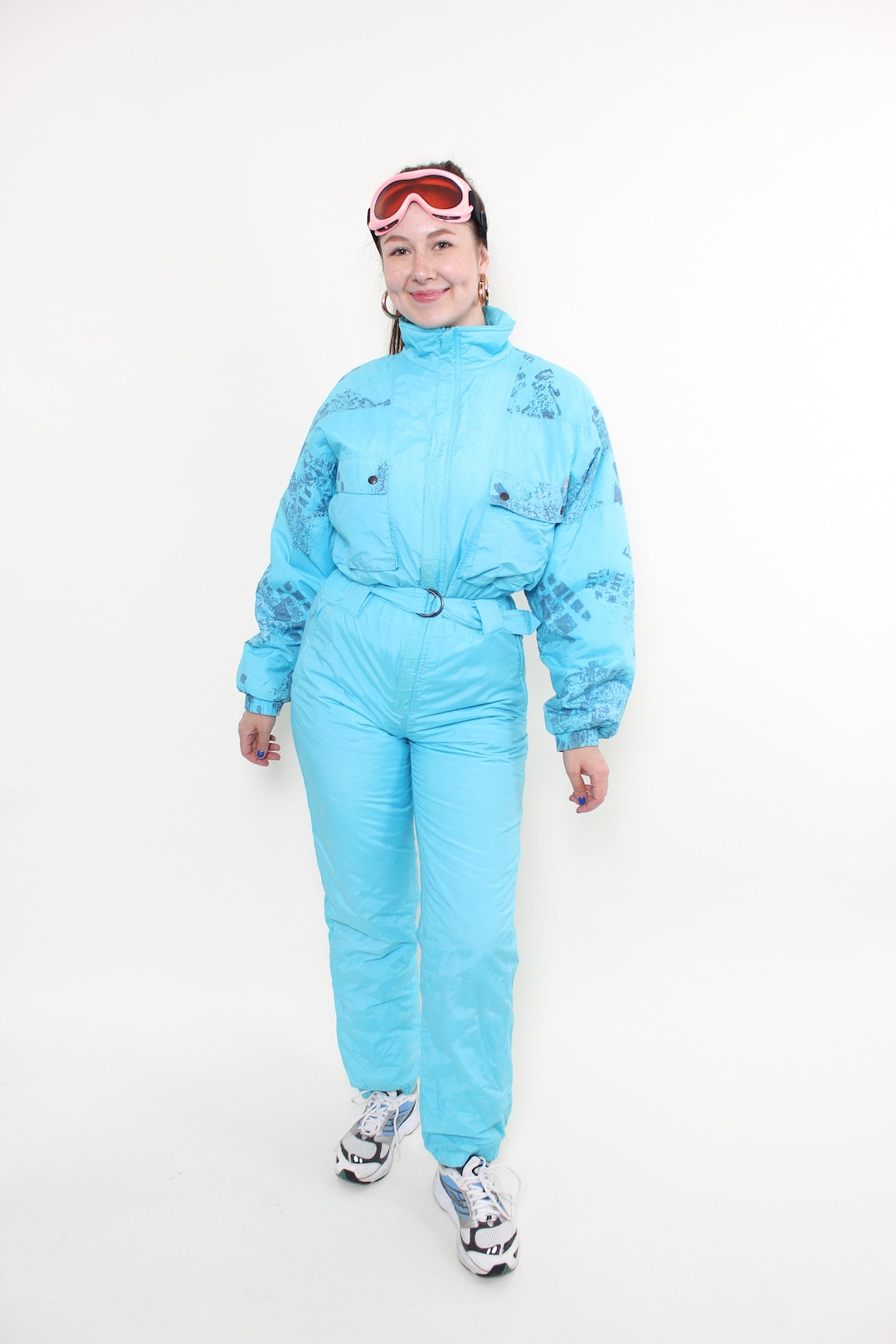 Vintage One Piece Ski Suit 90s Blue Snowsuit Women Winter - Etsy