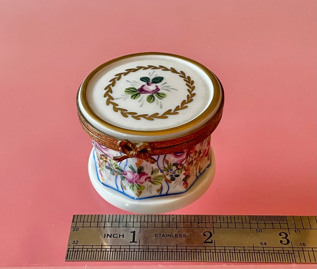 Vintage Hand Painted Limoges Porcelain Octagonal Trinket Box - Etsy