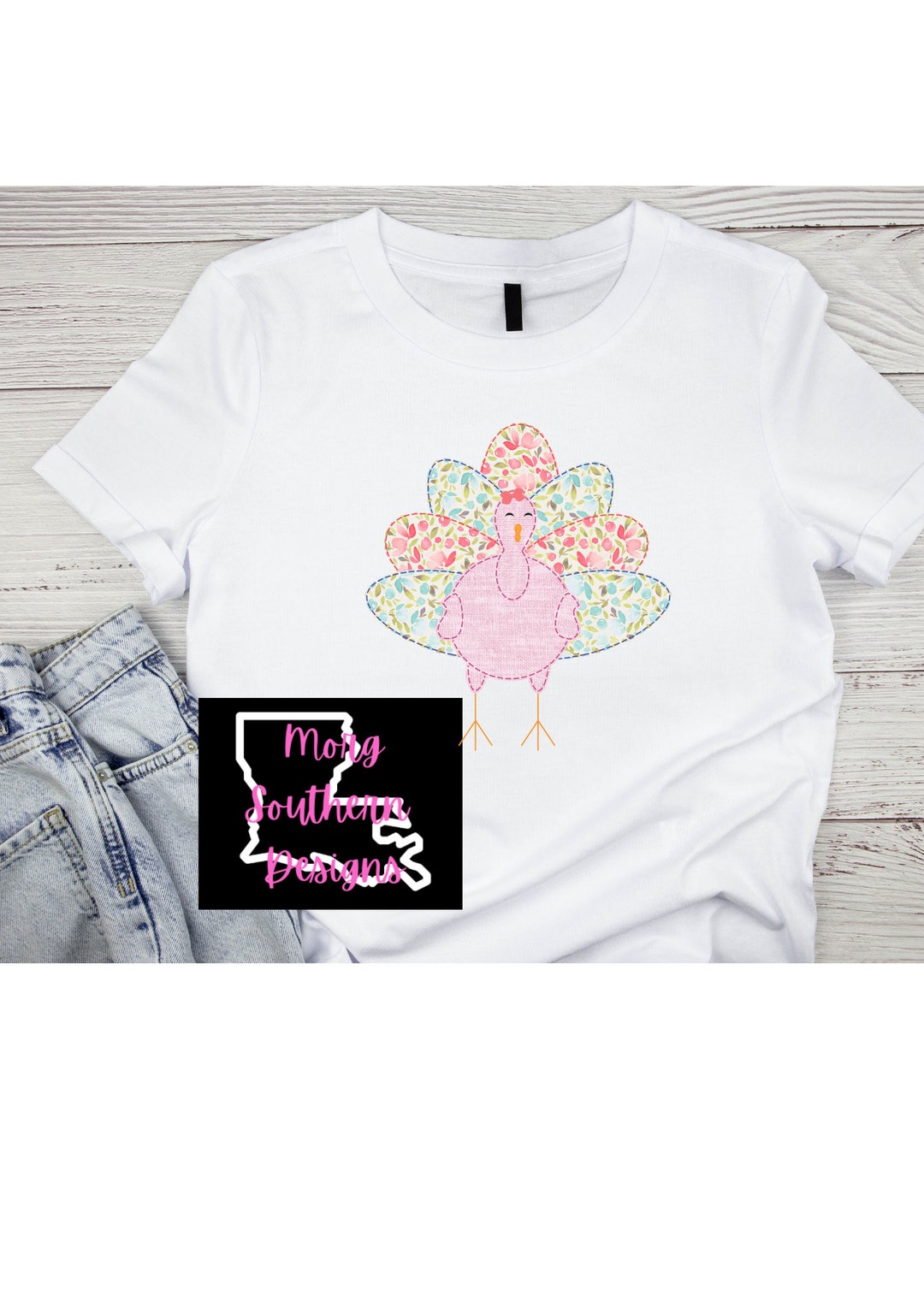 Girls Turkey Day PNG: Thanksgiving Day Shirt, Cute, Floral Turkey - Etsy