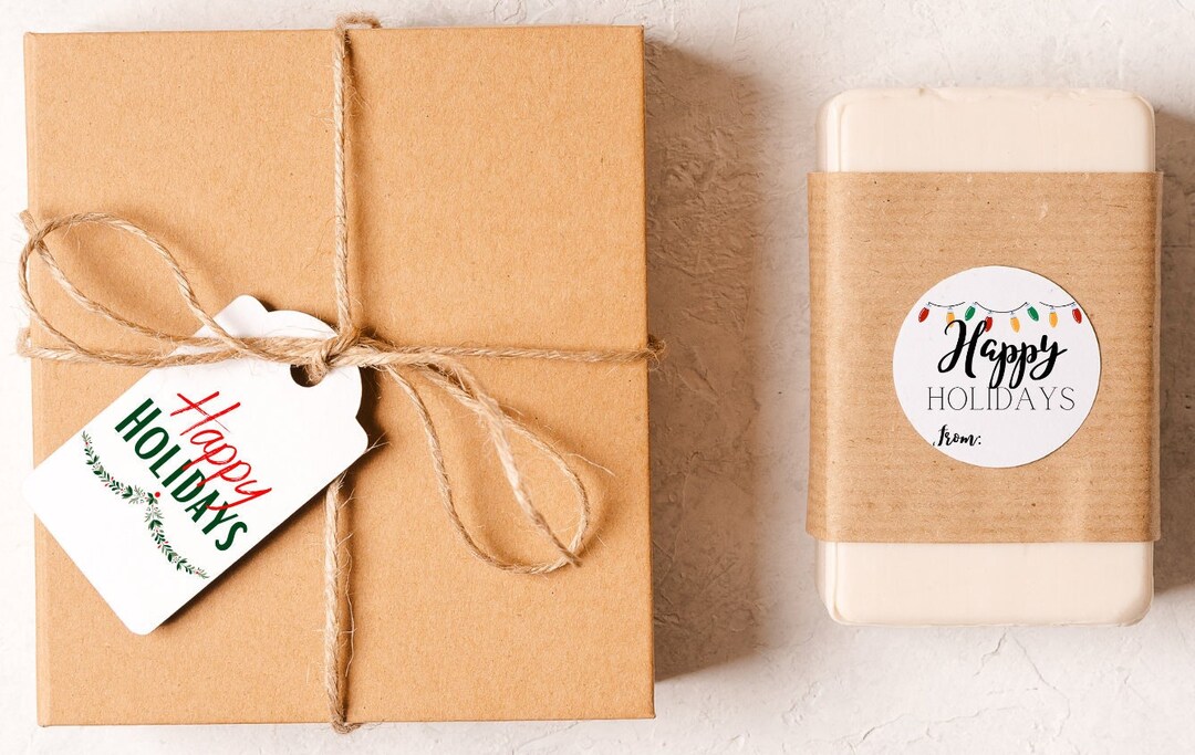 2 Happy Holiday Printable Gift Tags for Christmas and Holidays Print ...