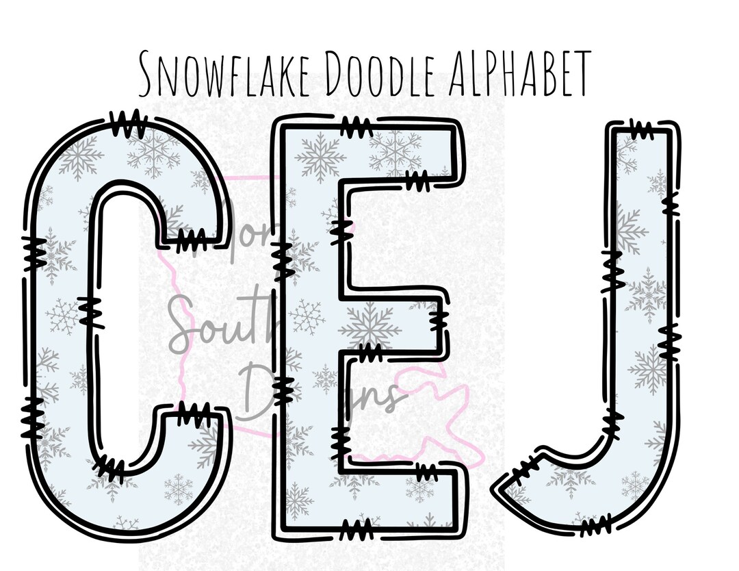 Snowflake Doodle Alphabet PNG: Cute Letters for Winter Design ...