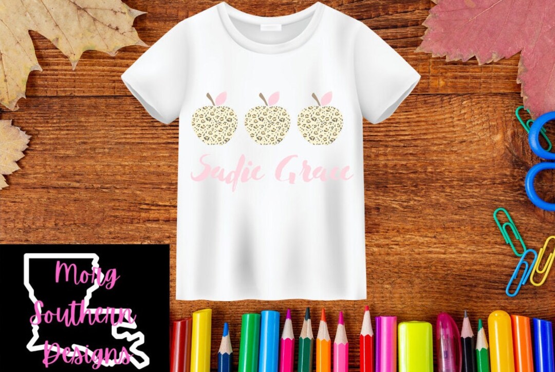 Back to School Sublimation Cheetah Apple Png Girls Cute Back - Etsy
