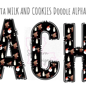Santa Doodle Alphabet: Milk and Cookies With Santa Letters - Etsy