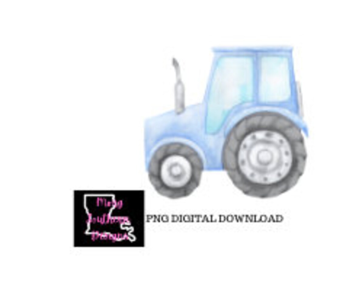 Blue Tractor PNG, Tractor Watercolor Sublimation, PNG, Harvest Design ...