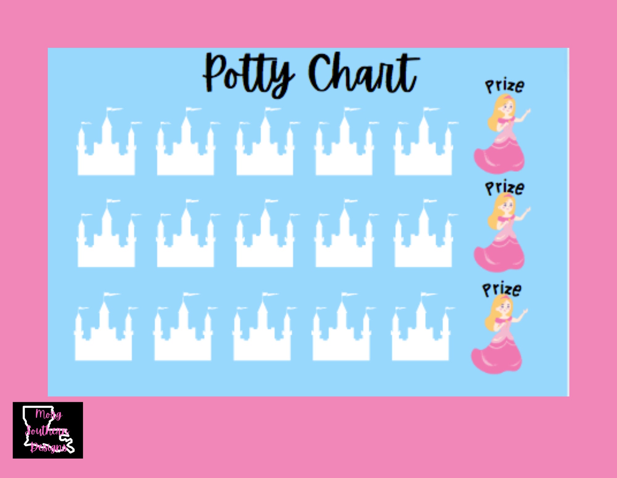 Princess Potty Chart. Potty Training Chart. Kids Chart. Sticker Chart ...