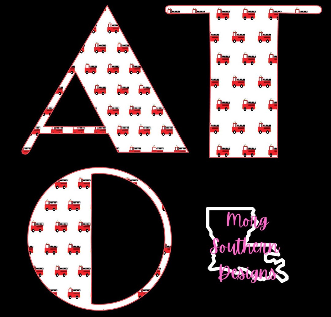Firetruck Alphabet, Sublimation Alphabet, Firetruck, Fireman, Png ...