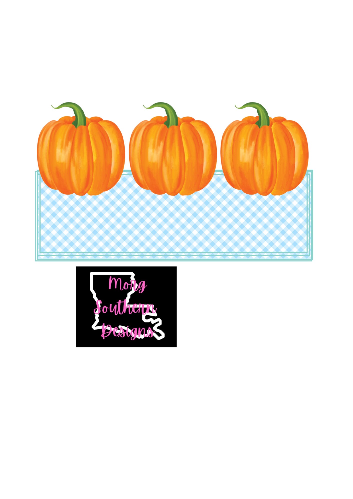 Blue Boys Gingham Pumpkin Name Plate PNG: Fall Thanksgiving Design - Etsy