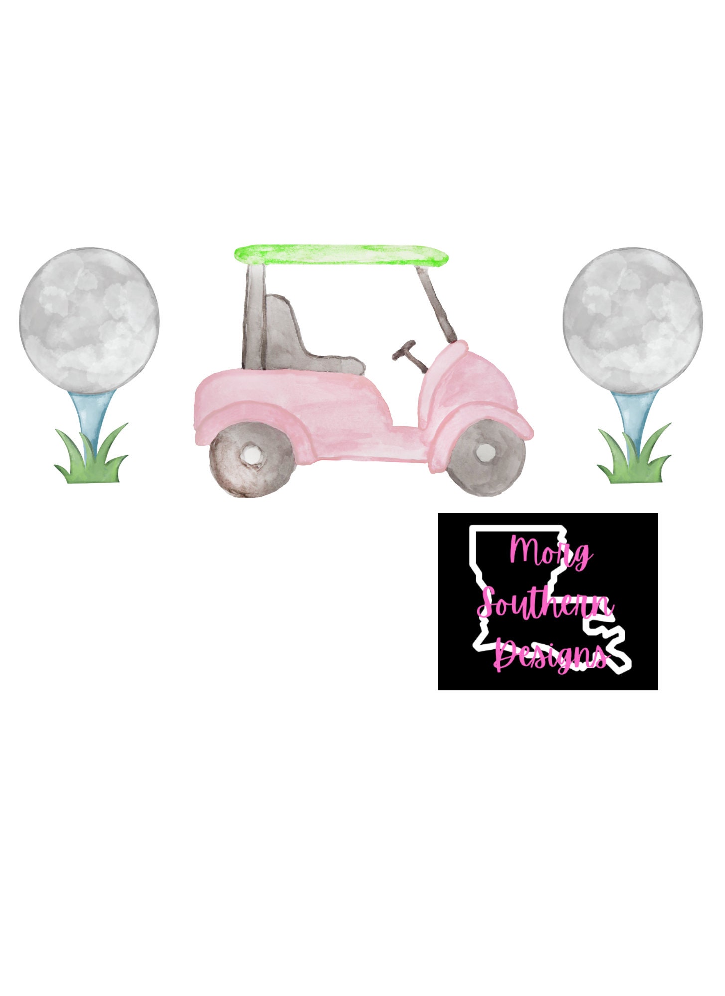 Girls Golf Png, Pink Golfing Design, Golf Caddie, Gold Balls and Tee ...