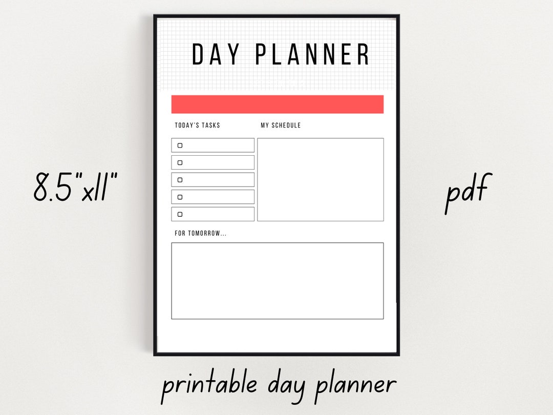 Day Planner - Minimalistic Clean Cute Day Planner Printable - Papaya ...