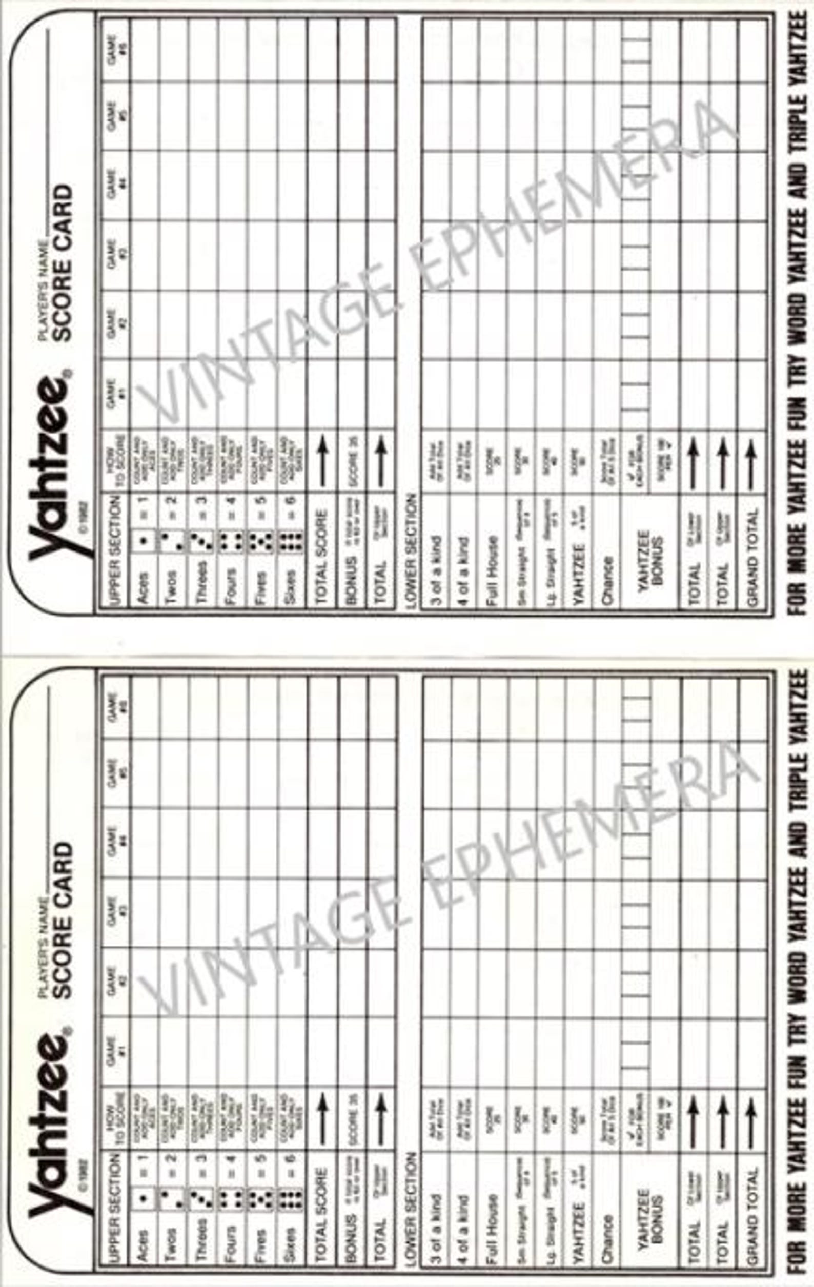 Vintage Printable Game Score Card / Journal Companion / Junk Journals ...
