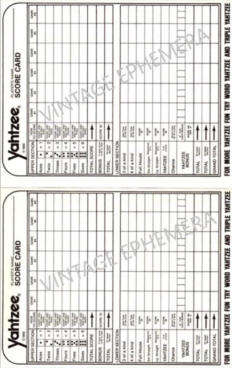 Vintage Printable Game Score Card / Journal Companion / Junk Journals ...