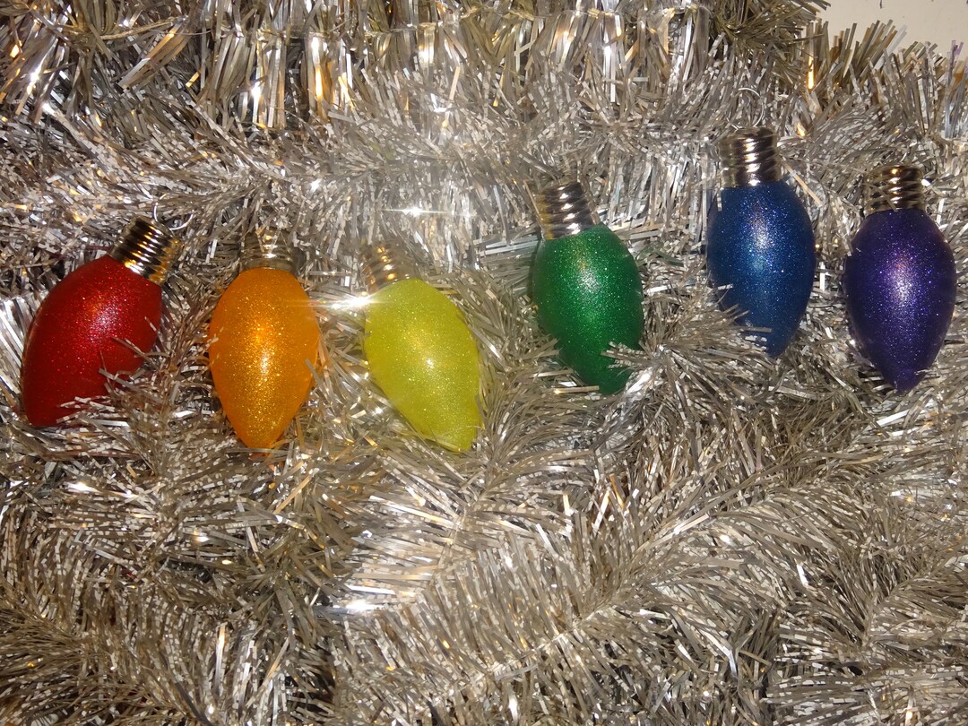 Glitter Glass Light Bulb Ornaments Set of 6 (more Color Options ...