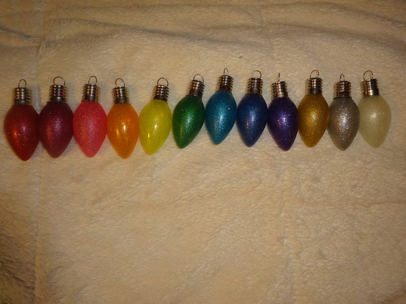 Glitter Glass Light Bulb Ornaments Set of 6 (more Color Options ...