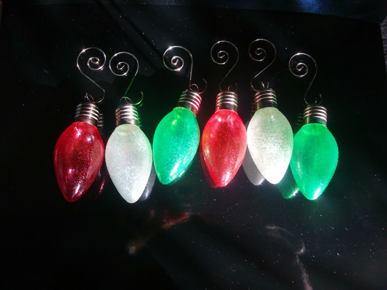 Glitter Glass Light Bulb Ornaments Set of 6 (more Color Options ...