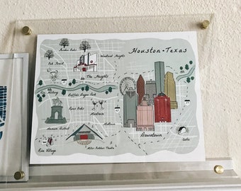 Cartoon Map Houston - Etsy