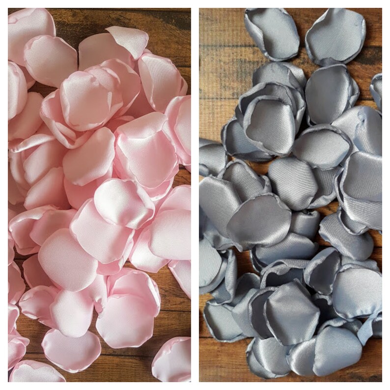 Dusty Blue and Pink Shell Rose Petals Flower Girl Petals | Etsy