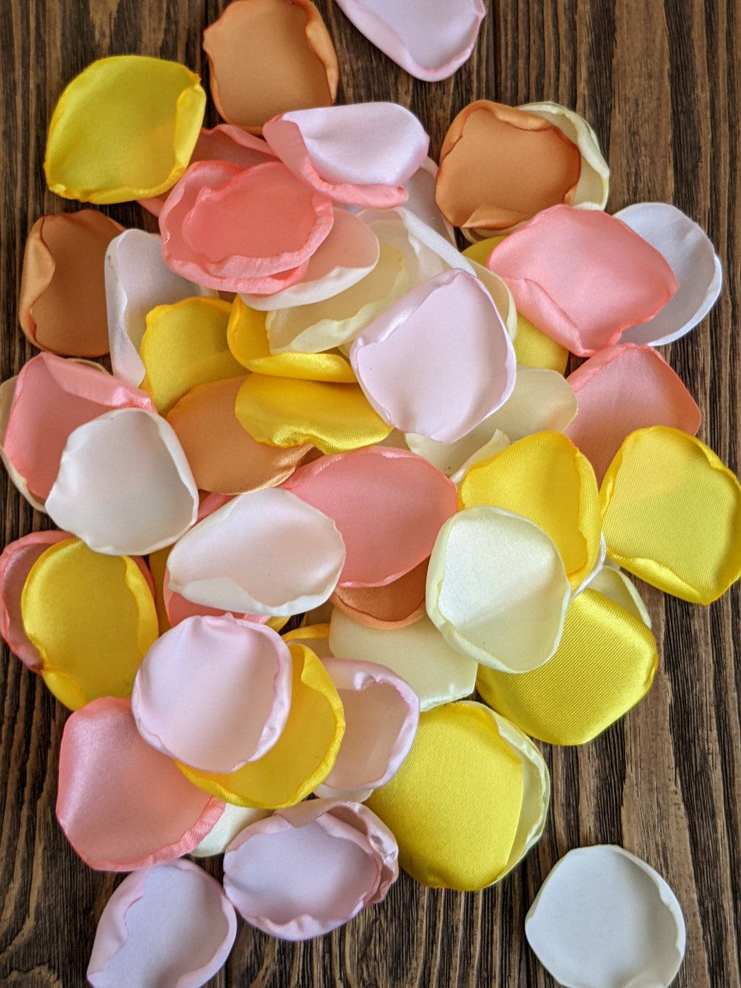 Yellow Coral Satin Rose Petals: Wedding Aisle Decor - Etsy