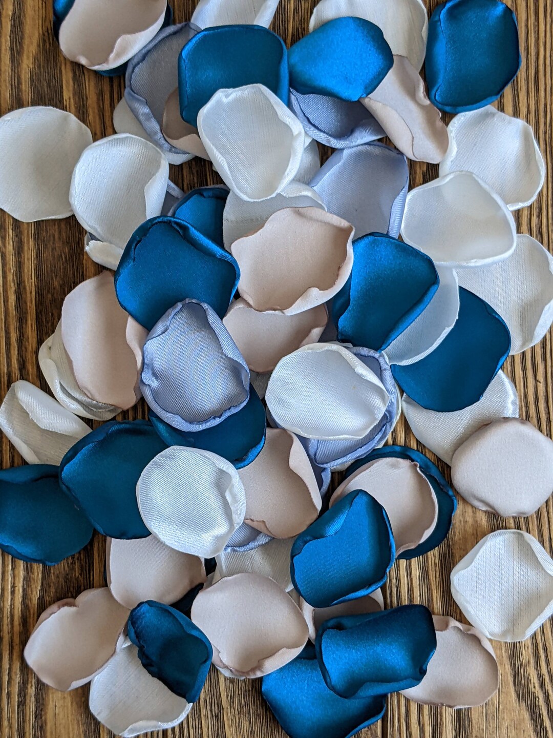 Teal & Dusty Blue Satin Rose Petals: Ocean Wedding Decor - Etsy
