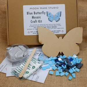 Blue Butterfly Mosaic Kit Craft Kit Suitable for Beginners Precut Tiles ...
