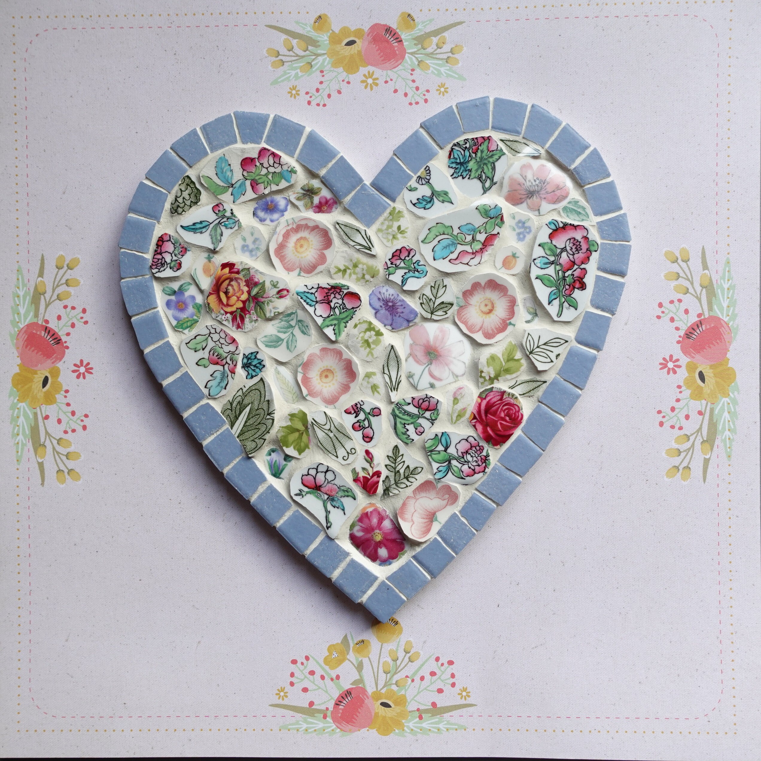 Mosaic Heart Handmade With Vintage China and Crockery Floral Indian ...