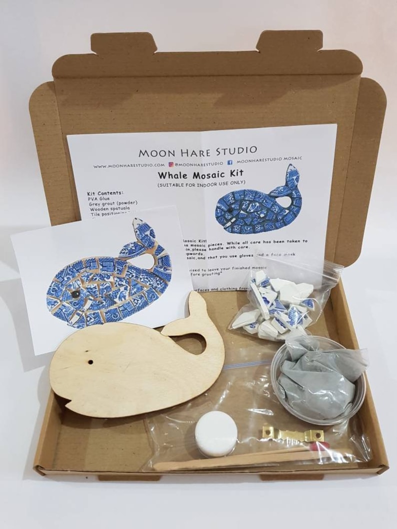 Mosaic whale kit with recycled blue and white willow China | Etsy