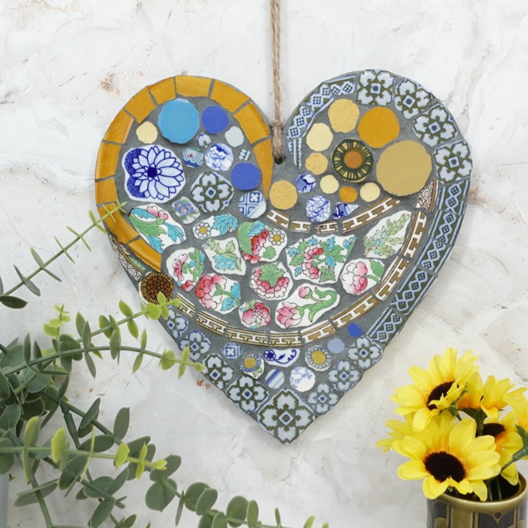 Mosaic Heart Handmade With Vintage China and Crockery Hornsea Kiln ...