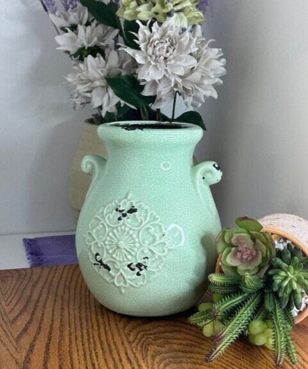 1970s Orejon Turquoise Flower Vase: Mid-century Pottery - Etsy
