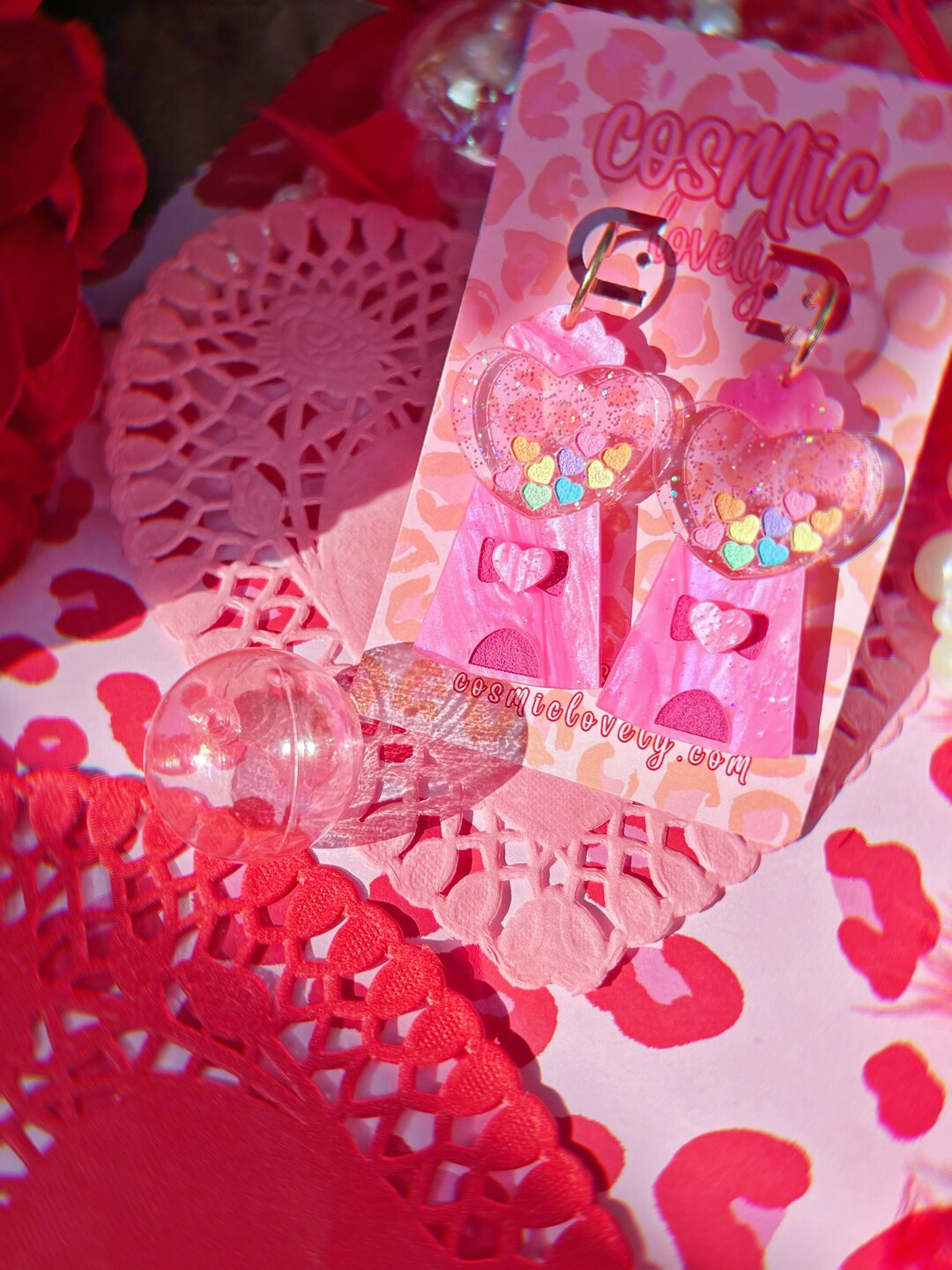 Pink Heart Gumball Machine Earrings: Valentine's Day Hypoallergenic ...