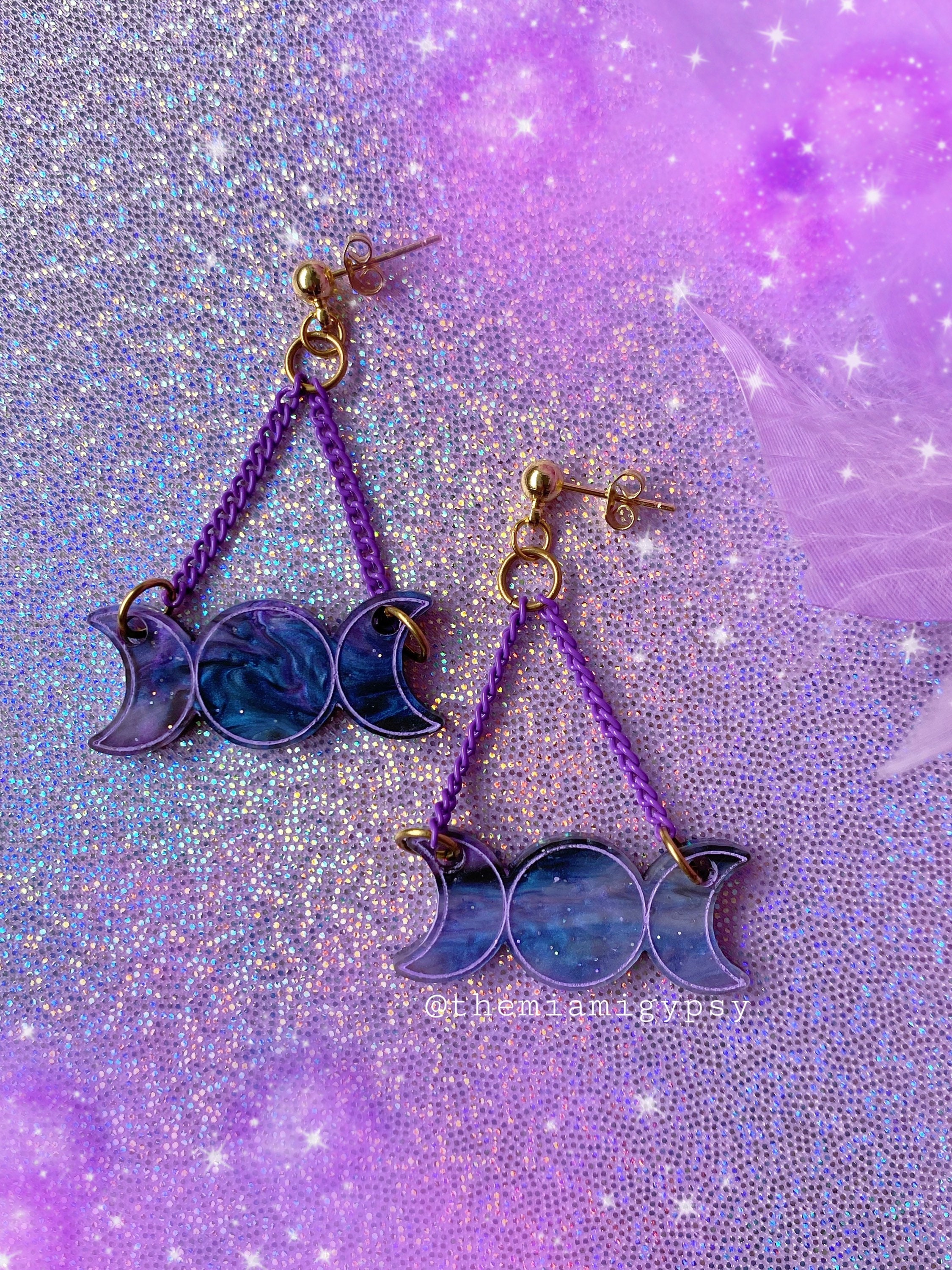 Galaxy Moon Phase Earrings Acrylic Earrings Celestial | Etsy