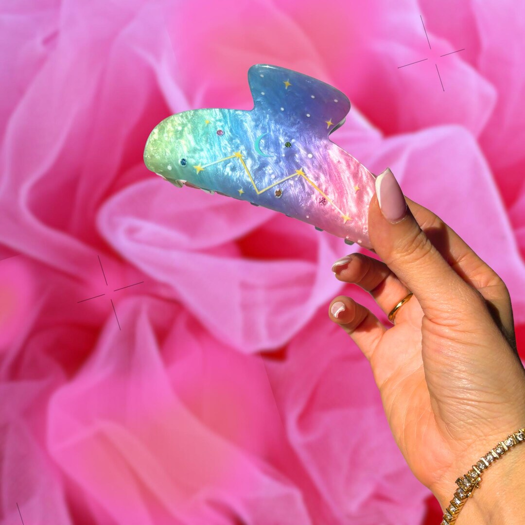 Cosmic Rainbow Constellation Hair Claw Clip | Acetate Hair Claw ...
