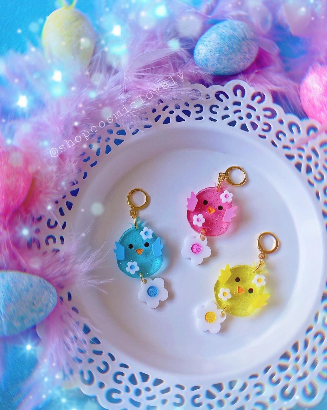 Daisy Chick Acrylic Earrings: Spring Easter Jewelry - Etsy