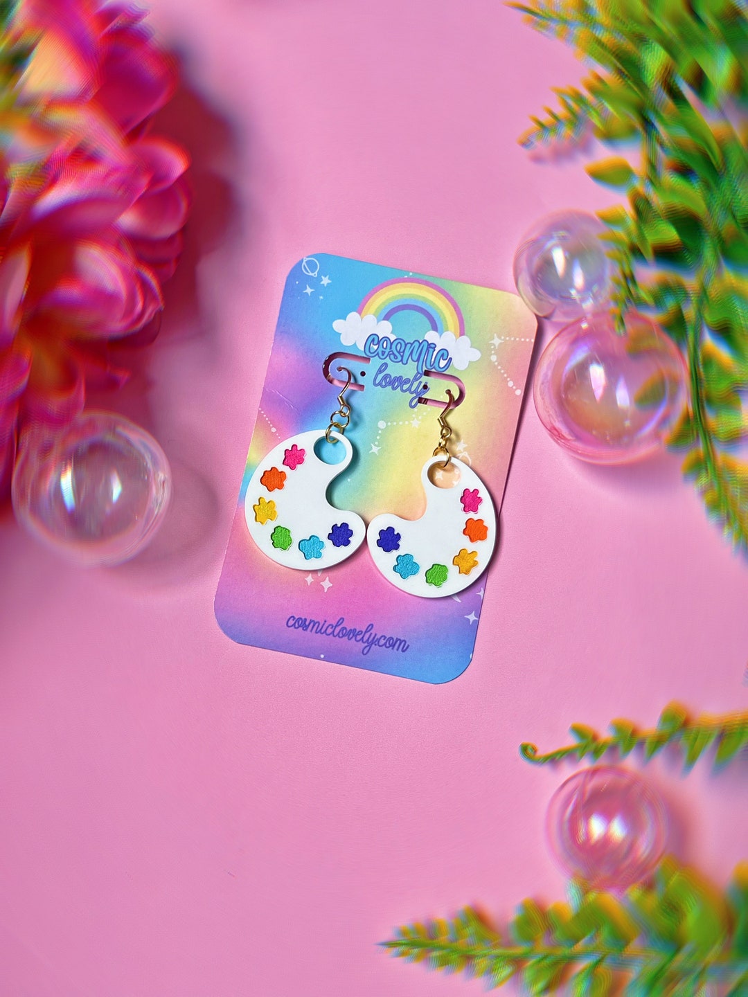 Rainbow Paint Palette Earrings | Art Teacher Earrings | Acrylic ...