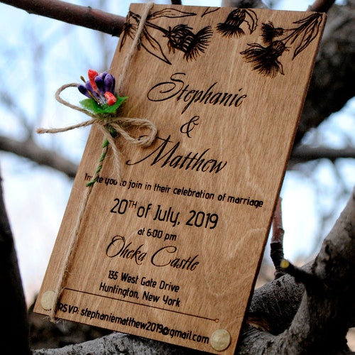 Engraved Wooden Wedding Invitation Real Wood Invitation - Etsy