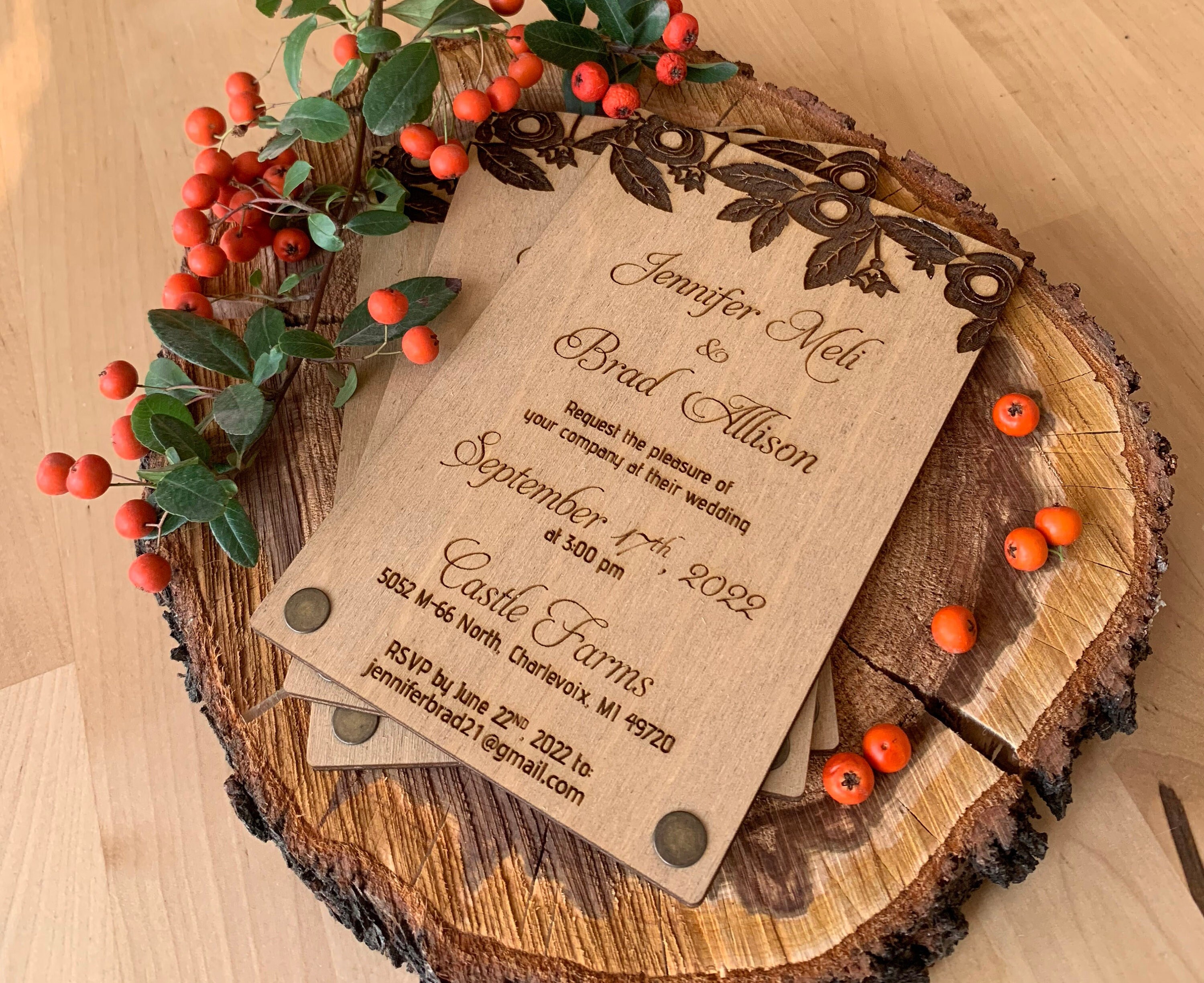 Invitations Wedding Invitation Laser cut Personalized Wooden Wedding ...